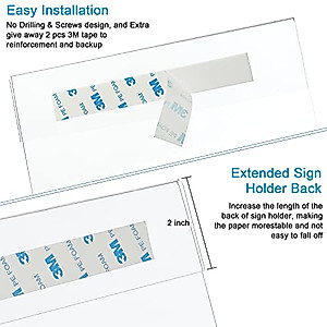 Acrylic Sign Holder 8.5 x 11, Clear Acrylic Sign Holder with 3M Tape, No Drilling Acrylic Wall Frame for Office, Home, Store, Restaurant(3 Pack)