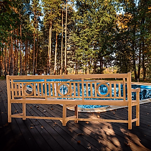 Teak Wood O Outdoor Patio Bench Extra Large, 8 Foot, Made from Solid A-Grade Teak Wood