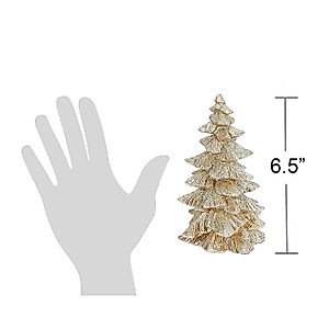 Raz Set of 3 Champagne Gold Glittered Christmas Trees- 6.5 inches to 9.5 inches Tall