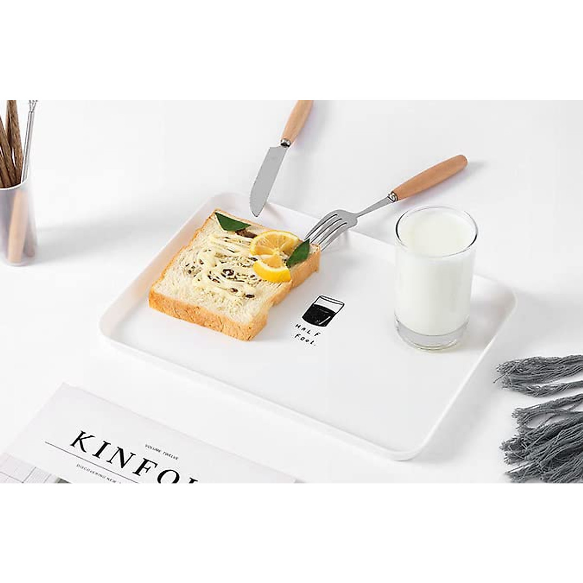 AKOAK 1 Pack Nordic Style Rectangular Plate Home Simple Breakfast Tray, Plastic Tea Tray Dinner Plate Dessert Tray