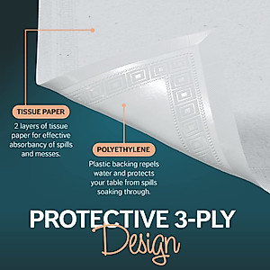 HOUZZKINGZ USA Paper Tablecloths for Rectangle Tables | 54” X 108” – 4 Pack | White Paper Disposable Tablecloth | 3-Ply Premium Paper & Plastic Table Cloths for Parties Disposable