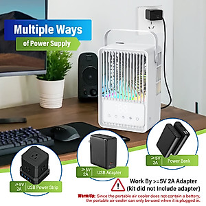 Portable Air Conditioners, Evaporative Air Cooler w/3 Wind Speeds & 2 Mist Modes, Mini Personal Air Conditioner Fan w/1-8H Timer & 7 Colors Light, Portable Air Conditioner for Room Office Desk Camping