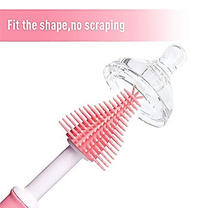 Oligey Silicone Baby Bottle Nipple Straw Brush Set,Upgrade Rubber Cleaning Washer Kit for Infant Pacifier Teat Nozzle,New Generation Silica Cleaner Combo with Long Handle,Kid Feeding Safe Easy Cleanup