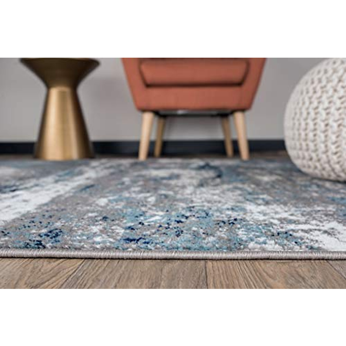 Rugshop Distressed Abstract Watercolor Area Rug 5' x 7' Blue