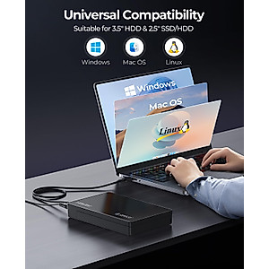 ORICO USB 3.0 External Hard Drive Enclosure for 3.5/2.5 Inch SATA Hard Drives/SSD Up to 20 TB, 3.5'' Tool-Free HDD Enclosure with 12V/2A Power Supply and UASP Acceleration (3588US3)