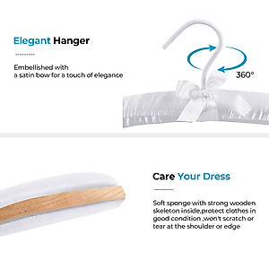 JS HANGER Padded Hanger for Sweaters - 17 Inch Extra Large Heavy Duty Satin Covered Coat Hangers No Shoulder Bump for Women Clothes, Sweaters, Dresses, Clothing, Weddings, Lingerie Pack of 10, White