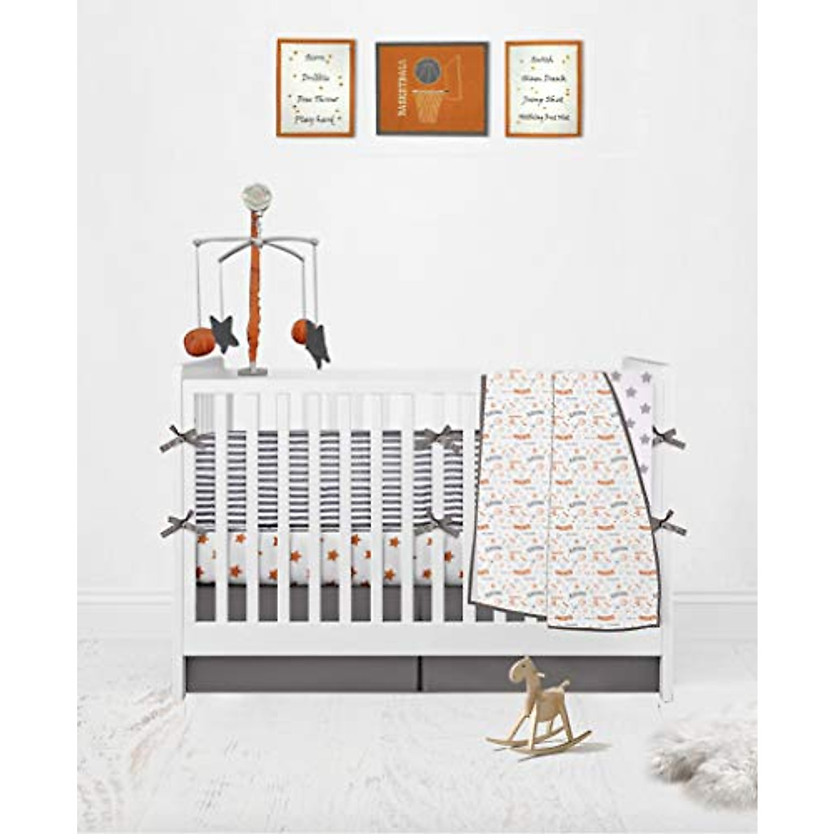 Bacati 3 Piece Basketball Wall Hangings, Orange/Grey