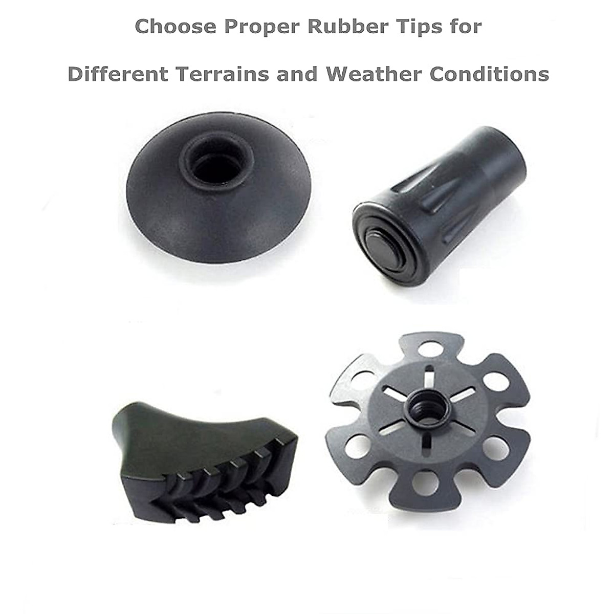 Walking Stick Tips Rubber 4 Pack Trekking Pole Tips Replacement Rubber Feet for Hiking Poles, Walking Sticks, Trekking Poles Rubber Tip for Walking Sticks Hiking Trekking Poles Rubber Feet