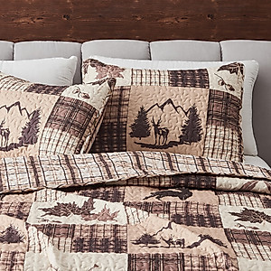 Great Bay Home Lodge Bedspread King Size Quilt with 2 Shams. Cabin 3-Piece Reversible All Season Quilt Set. Rustic Quilt Coverlet Bed Set. Redwood Collection.