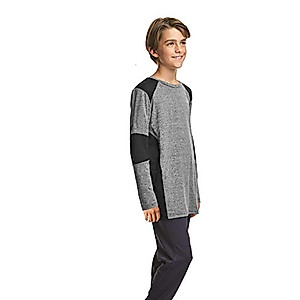 C9 Champion Boys' Color Blocked Long Sleeve T-Shirt, Ebony Heather, L