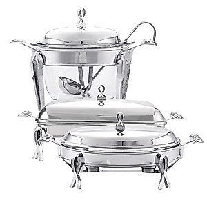 ORDINNER KIT Chafing Dish Buffet Set Server Stainless Steel Chafing Dishes Oven Safe Glass Rectangle Food Warmer for Parties 2.9L