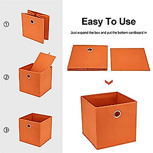 Orange Storage Cubes Bins 11x11x11 Cubicle Cubes Organizer Baskets Fabric Storage Drawers Foldable Cubes Storage Boxes Collapsible Cubes Inserts Storage for Closet Organizer Shelves,QY-SC20-3