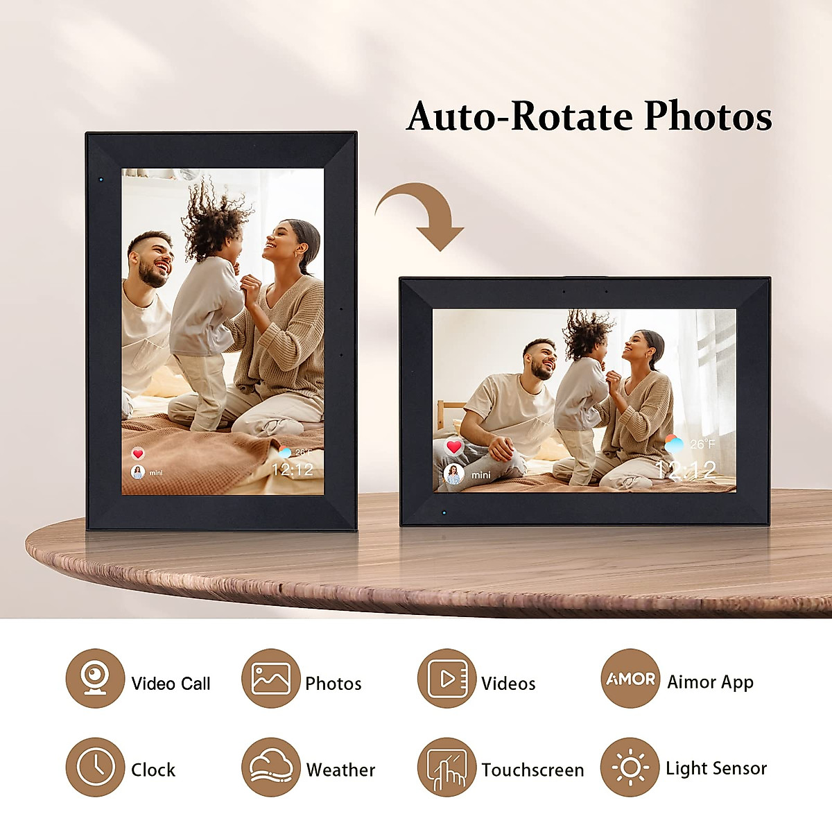 Digital Picture Frame 10.1 Inch Smart WiFi Digital Photo Frame IPS HD Touch Screen Video Call Photo Frame with 16GB Storage, Auto-Rotate, Easy Setup to Share Photos or Videos Remotely via AiMOR APP