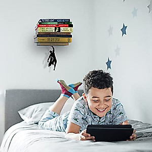 Artori Design Floating Bookshelf for Kids Invisible Shelf - Metal Book Shelf for Wall Decore Book Lovers - Bookshelf Floating Book Shelves for Wall - Superhero Home Decore Bookshelves (Superhero)