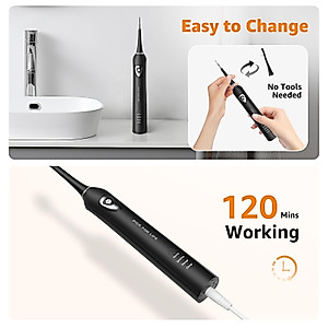 Plaque Tartar Remover for Teeth - Sonic Electric Dog Teeth Brushing Kit - Rechargeable Sonic Electric Dog Tooth Scraper & Cleaning Kit for Dog & Cat, Black