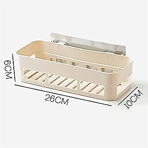 tbjie Shower Caddy Plastic Drain Rack Multi Wall-Mounted Purpose Bathroom Storage Shelf Self-Adhesive Shower Organizer Supplies Doccia con colla INOX antiruggine Cestello portaog (Color : Beige)