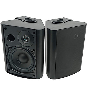 Herdio 5.25 Inch Indoor Outdoor Bluetooth Speakers Patio Waterproof Wired Wall Mount System 300 Watts (Black)
