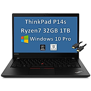 Lenovo ThinkPad P14s 14" FHD Thin & Light Mobile Workstation Business Laptop (AMD 8-core Ryzen 7 Pro 4750U (Beat i7-10750H), 32GB RAM, 1TB SSD) Backlit, Fingerprint, WiFi 6, Win 10 Pro, IST Cable