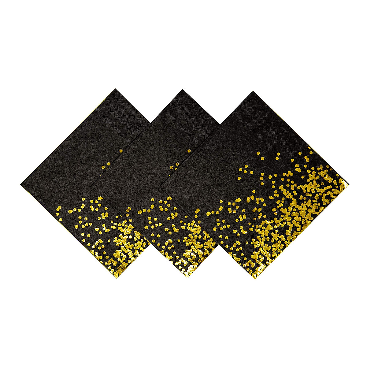 Party Chic Black and Gold Party Supplies Disposable Napkins Gold Dot Confetti Paper Napkins for Birthday Anniversary New Years Graduation Wedding Christmas 3-Ply 50 Pack