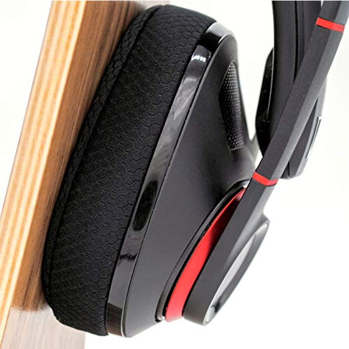 Earpadz Replacement for Sennheiser GSP 500, 550, 600 Headphones Ear Pads, Soft Knit Headphone Cushions (Jerzee, Black, 1 Pair)