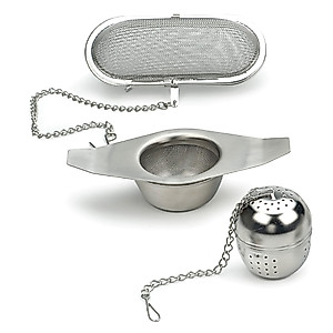 RSVP International Endurance Kitchen Collection Stainless Steel Mesh Floating Spice Infuser for Soups, Stews or Large Tea Pot, Jumbo Oval, 4.25x1.75