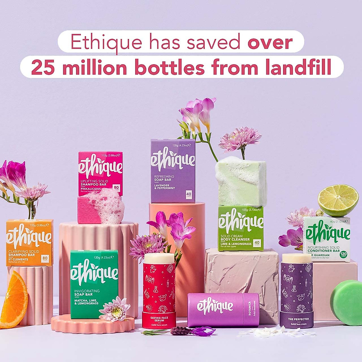 Ethique Unscented Gift Set- Face Cleanser, Body Cleanser & Deodorant, Gifts for women - Plastic-Free, Vegan, Cruelty-Free, Eco-Friendly, 3 Travel Bars, 1.59 oz (Pack of 1)