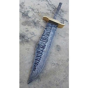 Unique Blades DAMASCUS STEEL FULL TANG/FLINT KNAPPED FINISH/BLANK BLADE FOR KNIFE MAKING