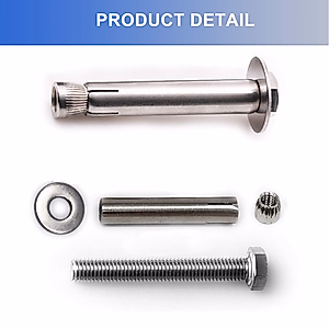 Hex Expansion Bolt Hex Head Nut Sleeve Expansion Screw 304 Stainless Steel External Furniture Bolts, Expanding Shield Anchor Screws Bolts Fastener M6x60mm 5 Pack