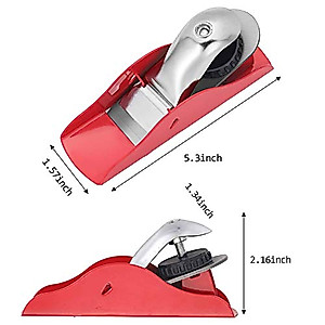 Mini Hand Planer 3-1/2 inch Red Adjustable, used for Wood Craft Processing, Carving and Trimming Projects, Carpenter DIY Model Making (Hand Planer Red)