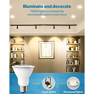 Sunco 10 Pack PAR20 LED Bulbs, 800 Lumens High Brightness Flood Light Indoor, 50W Equivalent 8W, Dimmable, 3000K Warm White, E26 Medium Base, Exterior Wet Rated - UL