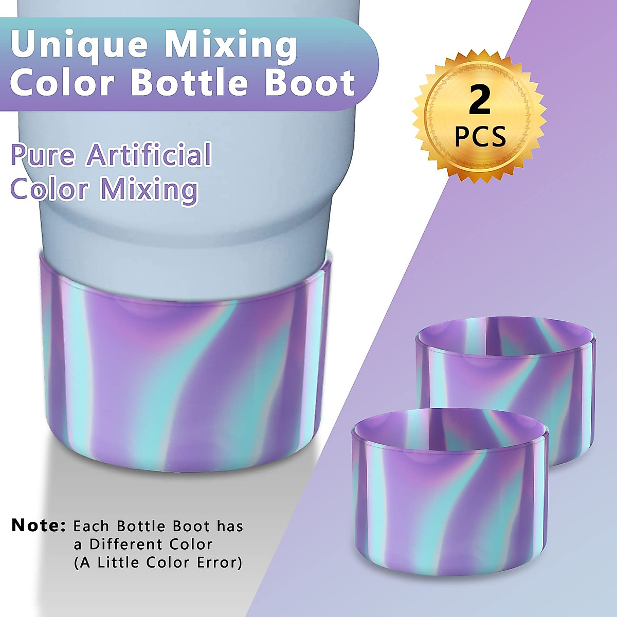 WUQID Protective Mixed Silicone Boot Sleeve 2PC Compatible with Stanley 20 30 40oz & Hydroflask 12oz-40oz Bottles/Tumbler Anti-Slip Bottom Sleeve Cover for All Bottles Bottom Width of 2.83-2.95in