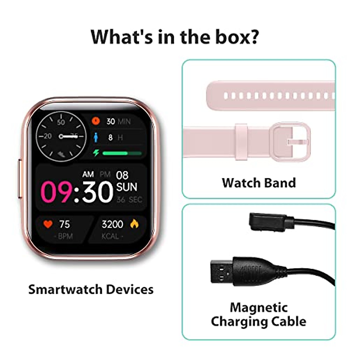 WalkerFit A1 Smart Watch for Woman Man, Fitness Tracker with Heart Rate/Sleep Monitor,Pedometer, IP68 Waterproof, 1.7" Touch Screen, Activity Tracker with Calories, Support Android iPhone iOS, Pink