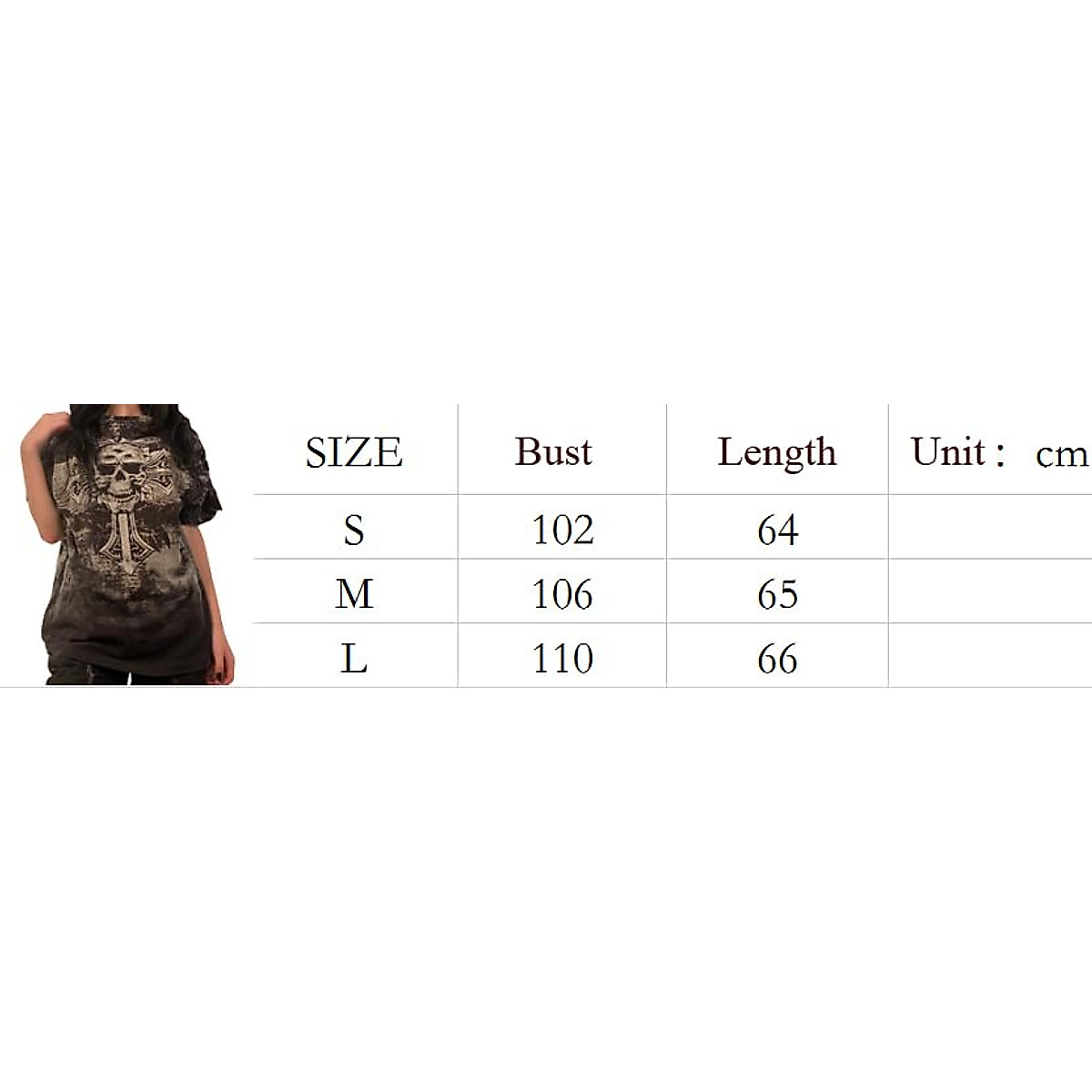 Skull Shirts for Women Teens Girls 2000s Y2k Shirt Tops Fairy Grunge Punk Goth Baggy Graphic Tees Halloween Clothes (Red Guitar, S)