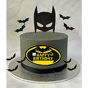GallaRato Superhero Bat Birthday Cake Topper Man Boy Happy Birthday Cake Decorations for Bat Hero Themed birthday Party Supplies Bat Birthday Decor