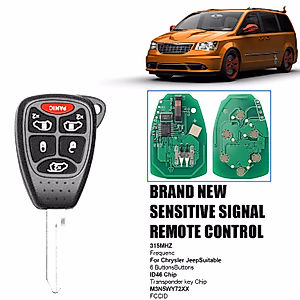 Car Keyless Entry Remote Keys Replacement fit for Chrysler Town and Country Dodge Caravan/Grand Caravan 2004 2005 2006 2007 (P/N: M3N5WY72XX) Set of 2