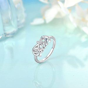 FJ Infinity Cross Ring 925 Sterling Silver Faith Hope Believe Ring Religious Jewelry Gifts for Women Size 7