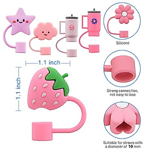 Straw Cover Cap for Stanley Cup,Straw Topper Compatible for 30 and 40 Oz Tumbler with Handle,10 mm 0.4 in Reusable Straw Tips Lids,Straw Tip Covers for Party Decor