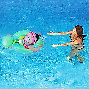 Relaxing Baby-Pool Float with Adjustable Seat Pocket with Canopy of UPF 50+UV Protection Anti-Slip Crotch, Add Tail Chamber Baby Floats for Pool Accessory Air Pump and 2 Pool Toys for Toddler 6M-3Yrs