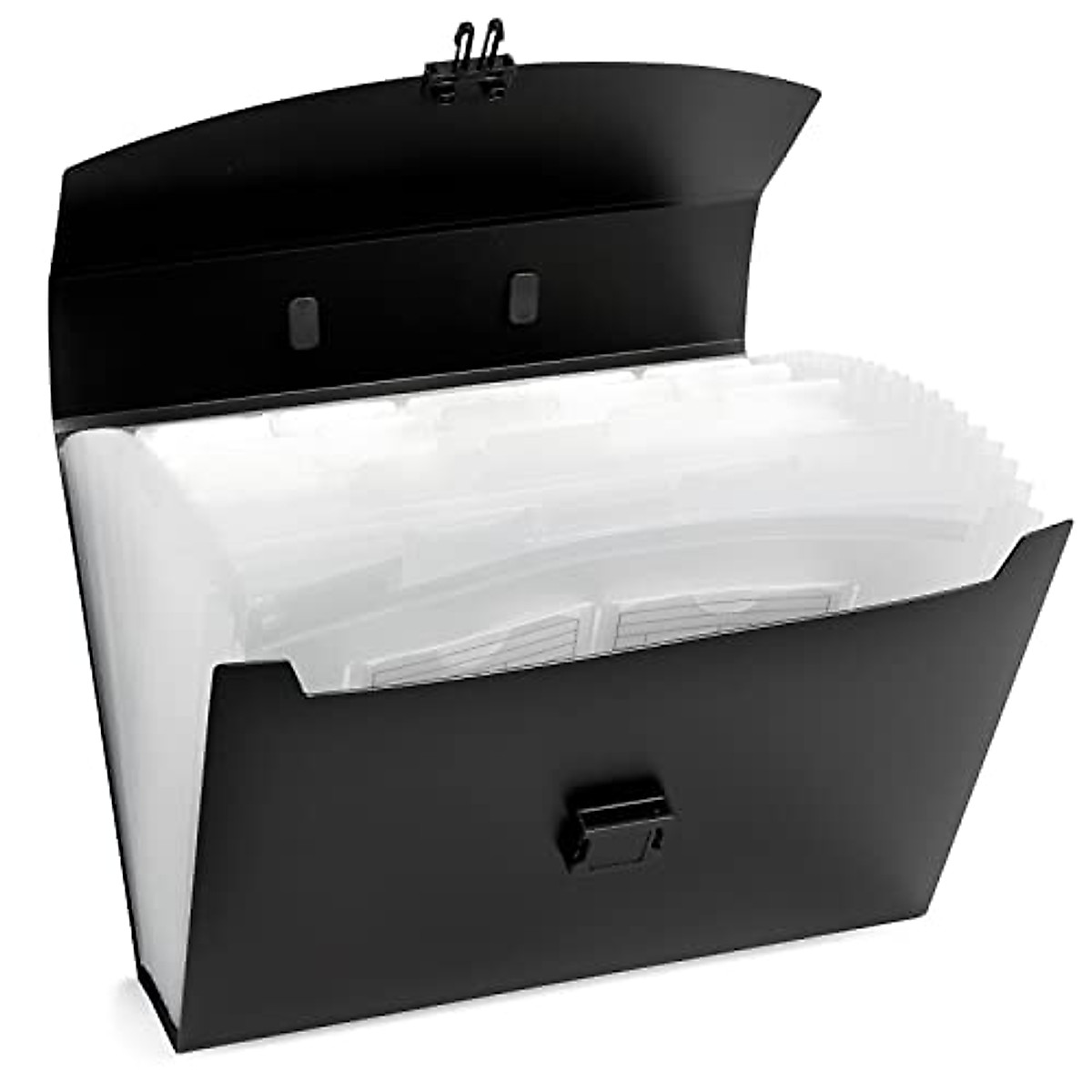 Juvale 25 Pocket Accordion File Organizer with Handle, Alphabetical Tabs, Expandable Portable File Tote for Letter Size Documents, Home, Office (13 x 10 x 3 in), Black