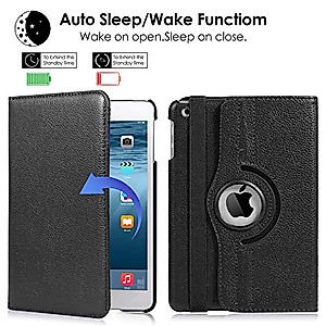 LayYun iPad Mini 1/2/3 Case - 360 Degree Rotating Stand Smart Cover Case with Auto Sleep/Wake Feature for Apple iPad Mini 1 / iPad Mini 2 / iPad Mini 3 … (Black 04)