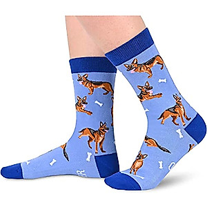 sockfun Funny Black German Shepherd Gifts for Lovers, Novelty German Shepherd Socks for Women Men Crazy Fun Socks