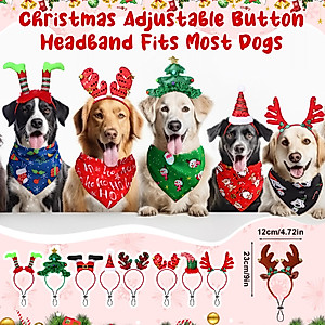 Sadnyy 18 Pcs Pet Costume Accessories Christmas Dog Bandanas Dog Christmas Scarf Adjustable Christmas Dog Headbands Pet Xmas Reindeer Antlers Headbands for Dogs Costume Decor