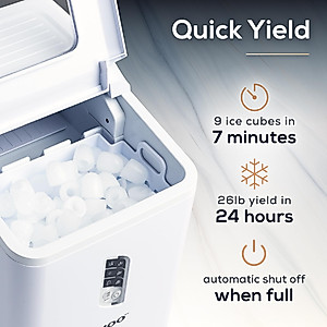 Igloo Automatic Ice Maker, Self- Cleaning, Countertop Size, 26 Pounds in 24 Hours, 9 Large or Small Ice Cubes in 7 Minutes, LED Control Panel, Scoop Included, Perfect for Water Bottles, Mixed Drinks