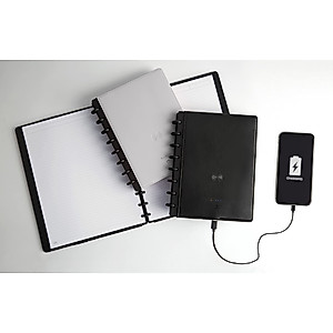 TUL® Wireless/Wired Charging Discbound Notebook, Leather Cover, Letter Size, Black