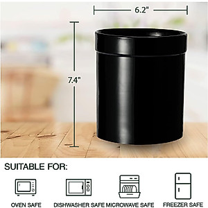 MEIGUI Ceramic Kitchen Utensil Holder, Utensil Crock Large Utensils Holder for Kitchen Decor, Cooking Tool Utensils Caddy for Countertop, Pure Black