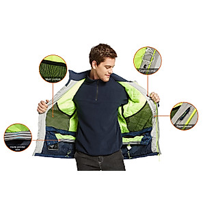 Orolay Men's Mountain Waterproof Ski Jacket Windproof Rain Jacket Winter Warm Snow Coat Blue L