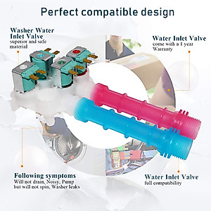OEM 134637810 Washer Water Inlet Valve by Beaquicy (5 YEAR WARRANTY) - Replacement for Ken-more Crosley Washing Machine -Replaces 134637800, 7134637800, 7134637810, 1482877, AP4368791