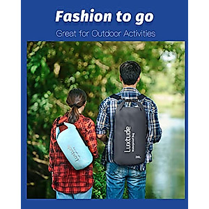 Luxtude Waterproof Dry Bag for Women Men, 5L Thicker Waterproof Backpack with Phone Case, Roll Top Floating Marine Dry Bags for Kayaking, Rafting, Hiking, Swimming, Boating, Beach etc. (Black)