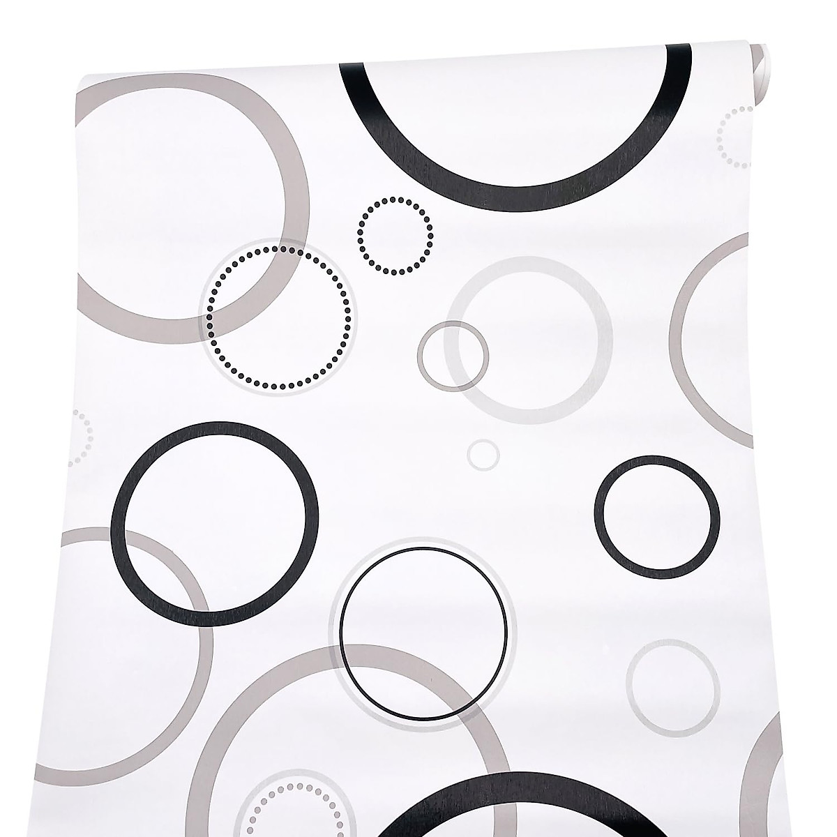 Yifely Black Gray Circles Removable Shelf Drawer Liner Dustproof Furniture Paper 17.7 Inches by 9.8 Feet