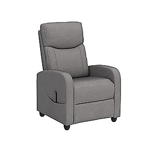 Recliner Chair, Arm Chair for Living Room Recliner Sofa Winback Single Sofa Home Theater Seating Modern Reading Reclining Chair Easy Lounge with Fabric Padded Seat Backrest Grey